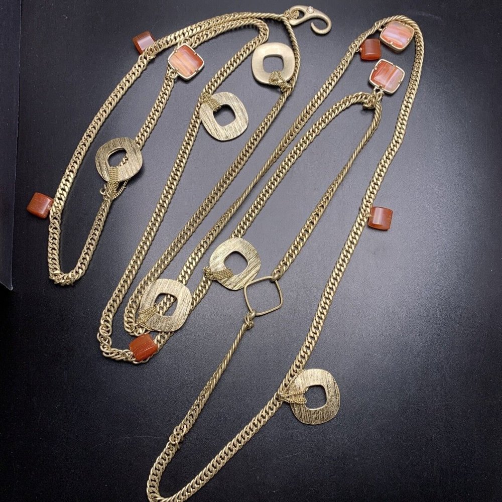 Kenneth Cole Extra Long Station Necklace Agate Gemsto… - Gem